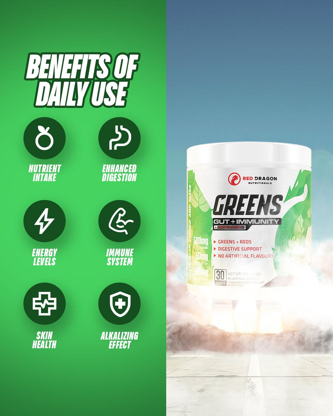 RDN GREENS GUT + IMMUNITY — Red Dragon Nutritionals